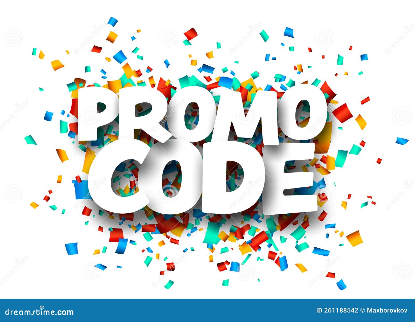 Promo Code Sign Over Colorful Cut Ribbon Confetti Background Stock ...