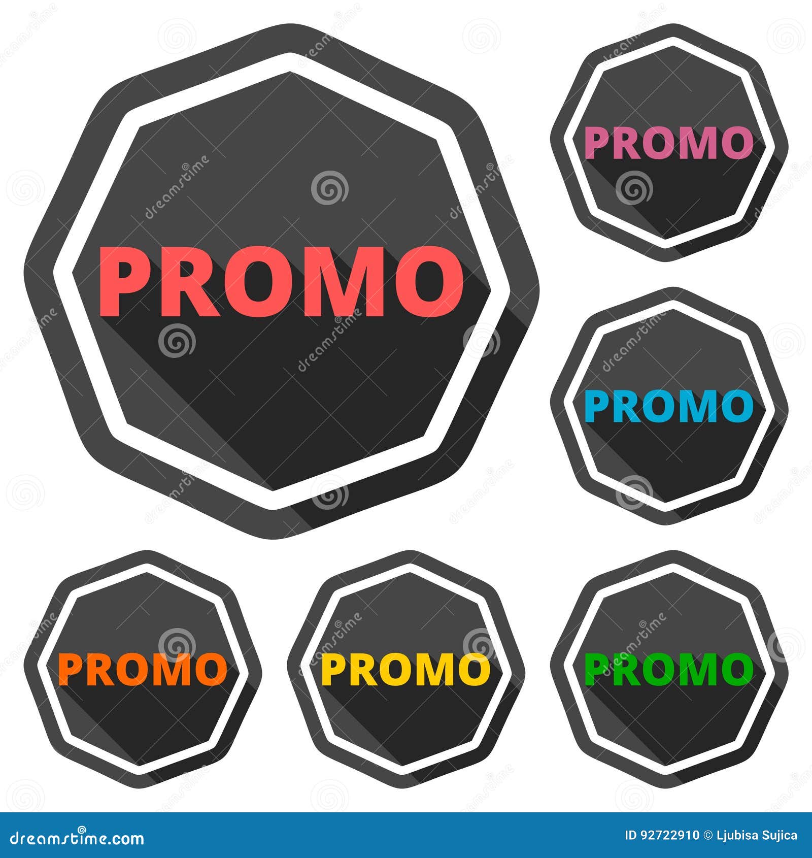 Promo Icons Set with Long Shadow Stock Illustration - Illustration of ...