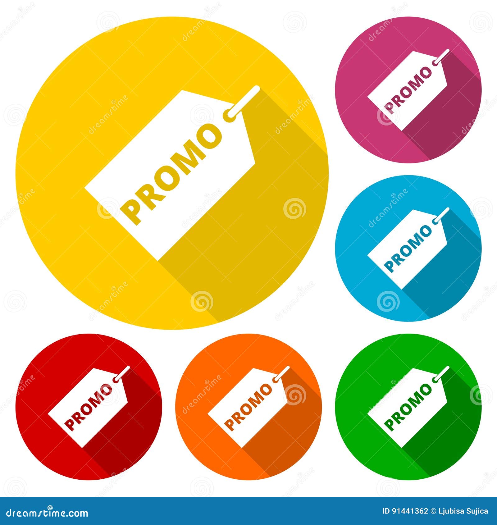 Promo Icons Set with Long Shadow Stock Vector - Illustration of phone ...