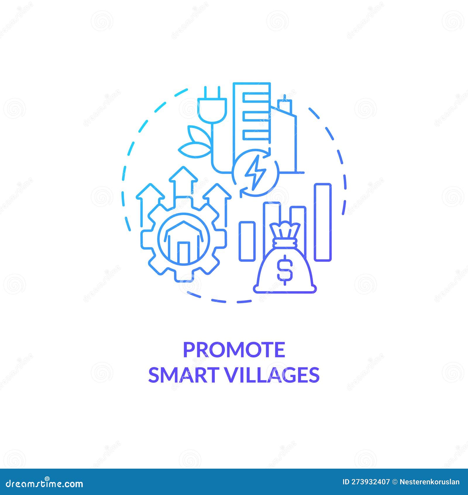 Promote Smart Villages Blue Gradient Concept Icon Stock Illustration ...