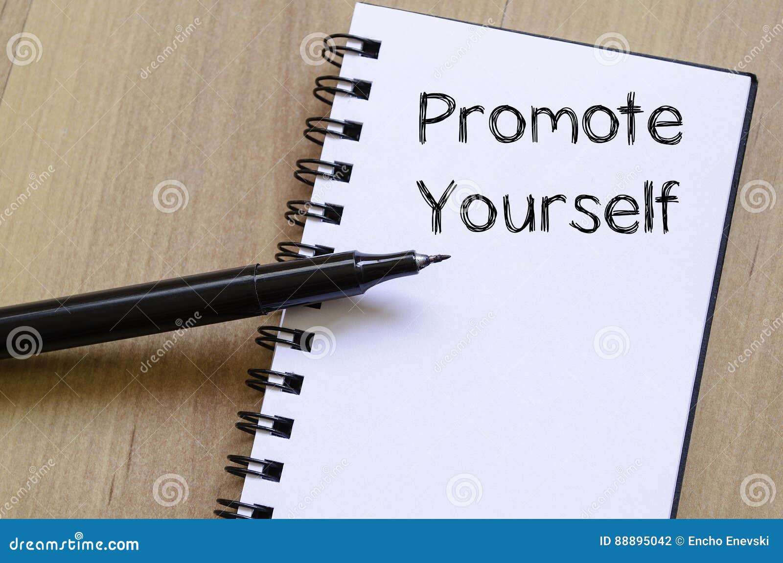 Promote Yourself Write on Notebook Stock Photo - Image of sale, praise ...