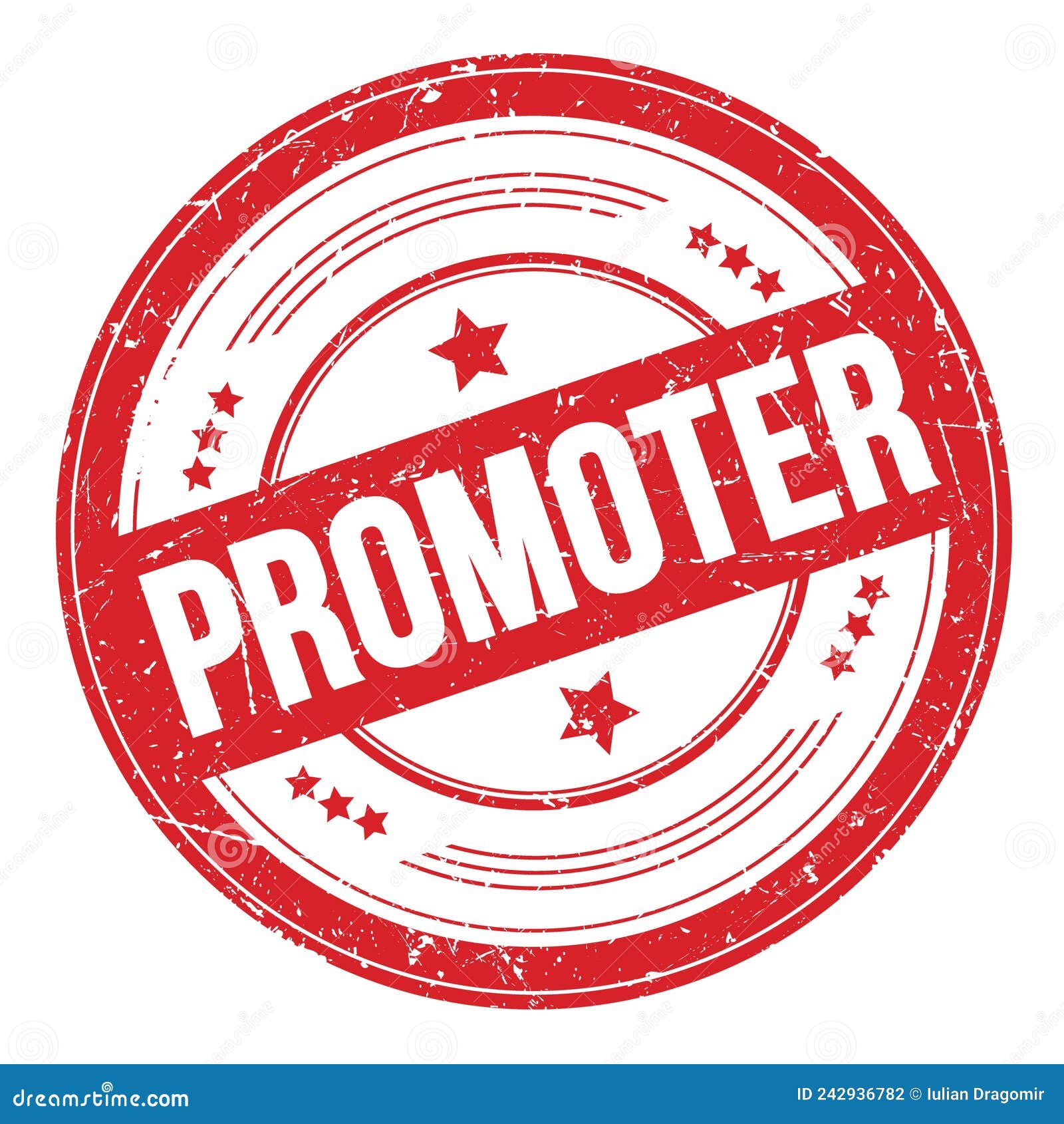 PROMOTER Text on Red Round Grungy Stamp Stock Illustration ...