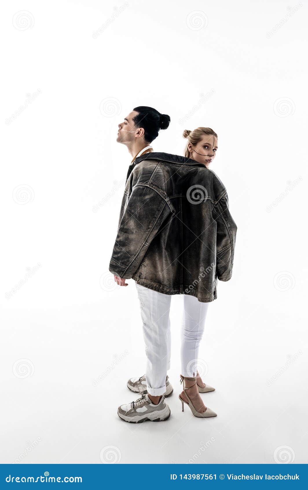 Professional Models Showing Nice Poses while Promoting Clothes Stock ...