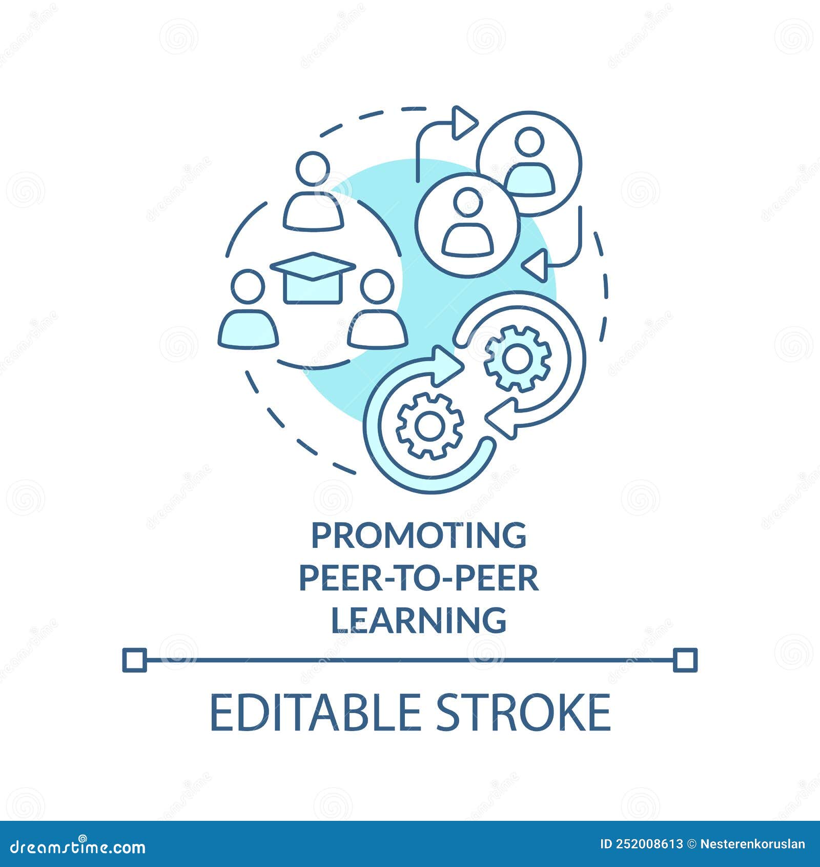 Promoting Peer-to-peer Learning Turquoise Concept Icon Cartoon Vector ...