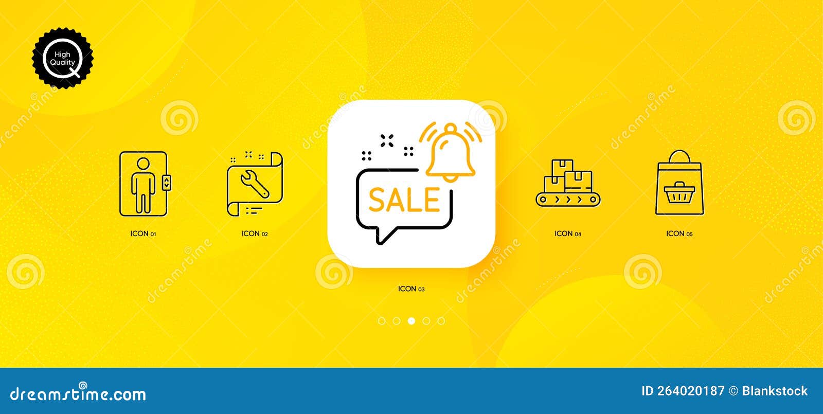 Promotion Bell, Elevator and Spanner Minimal Line Icons. for Web ...