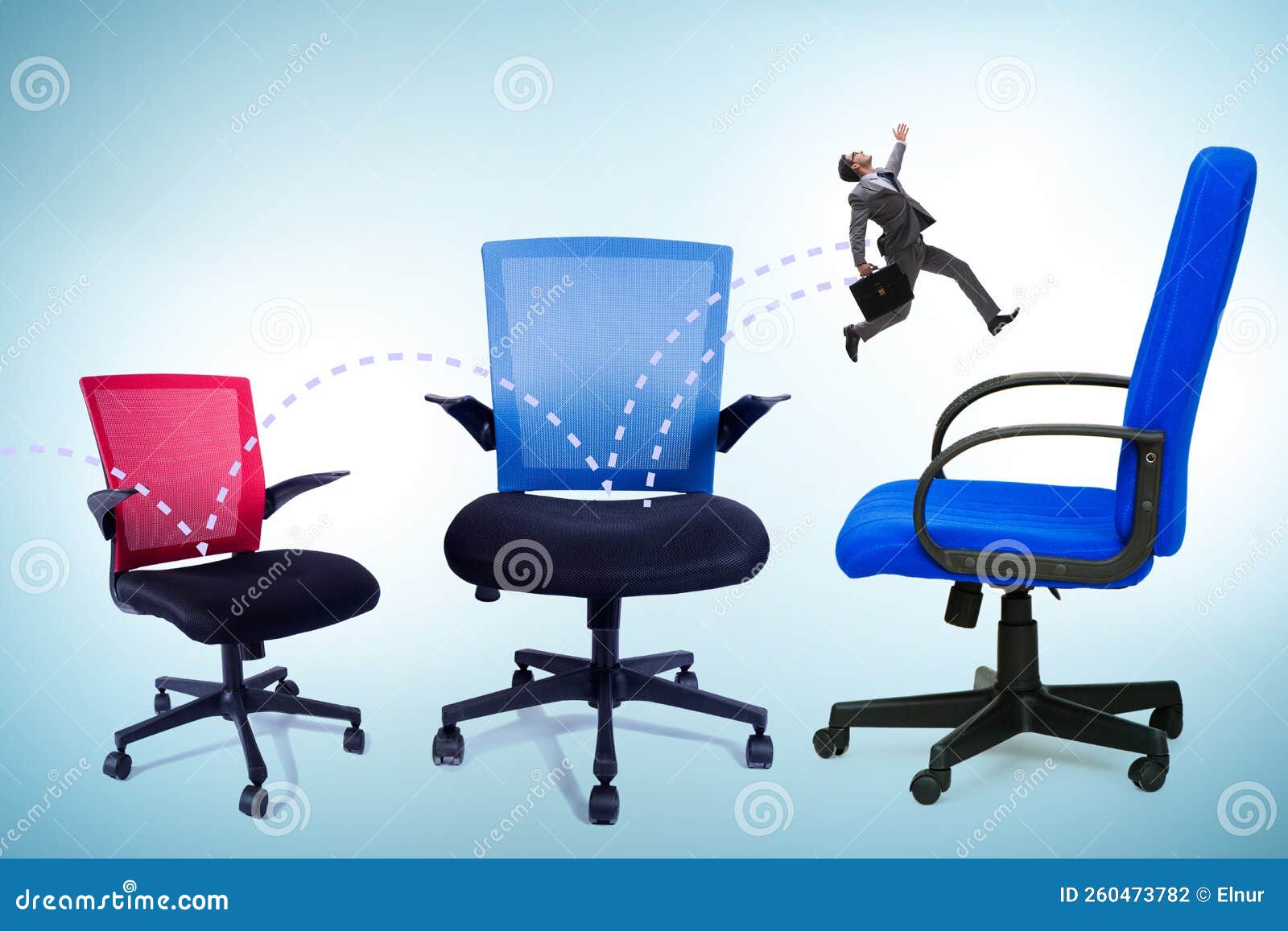 Promotion Concept with Businessman and Chairs Stock Photo - Image of ...
