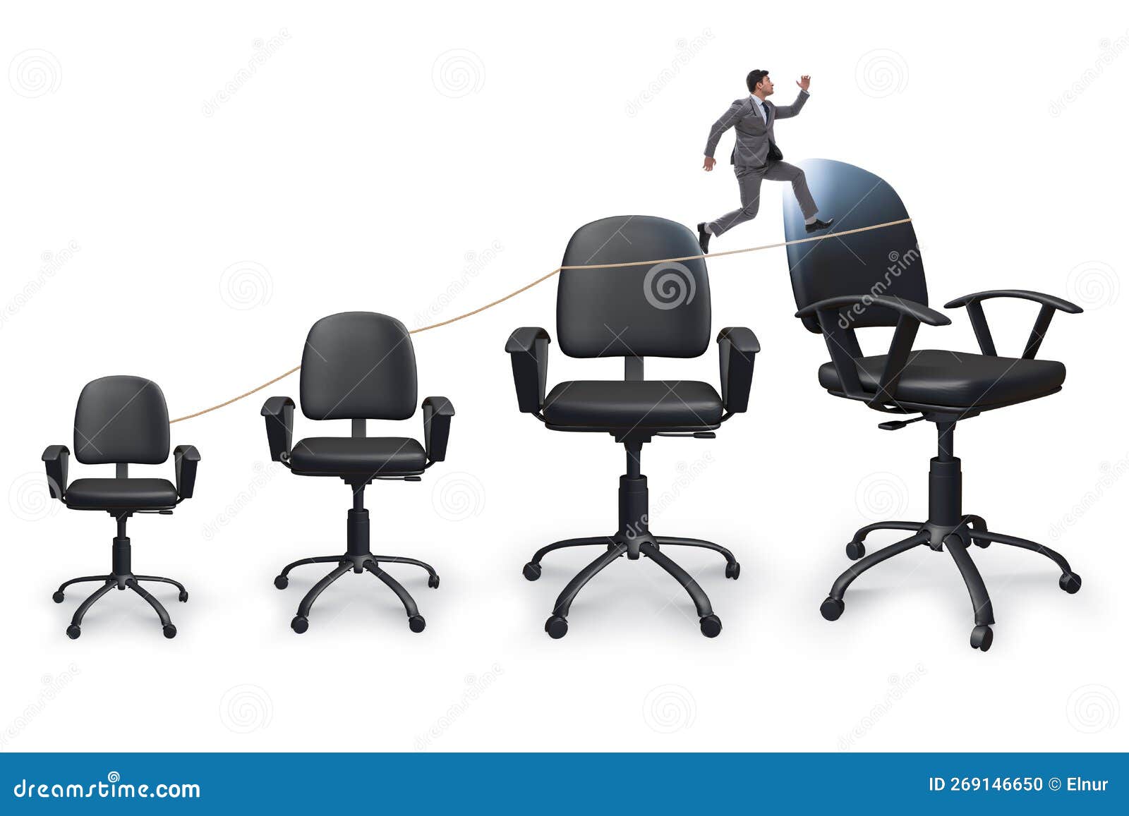 Promotion Concept with Businessman and Chairs Stock Photo - Image of ...