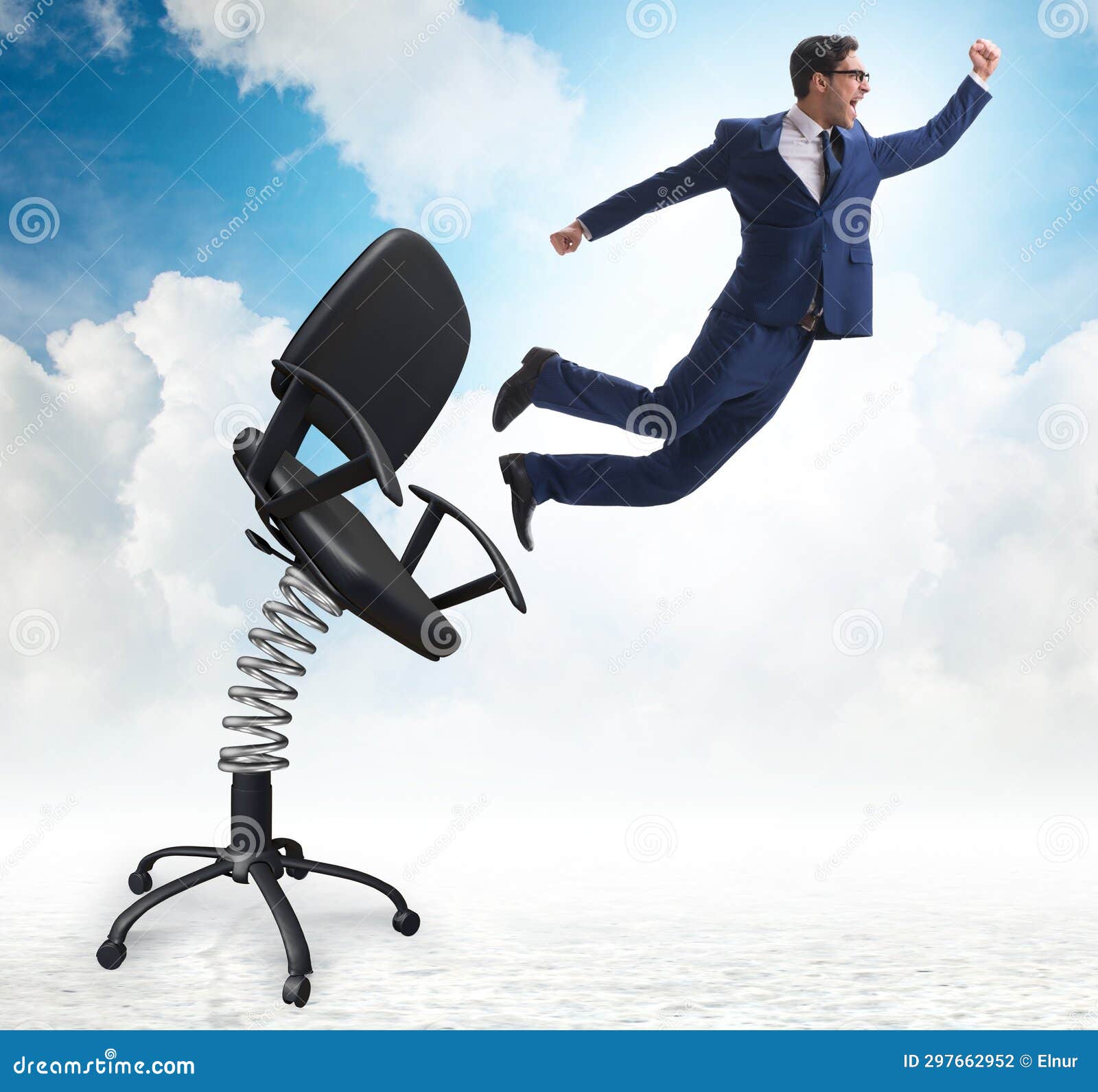 Promotion Concept with Businessman Ejected from Chair Stock Photo ...