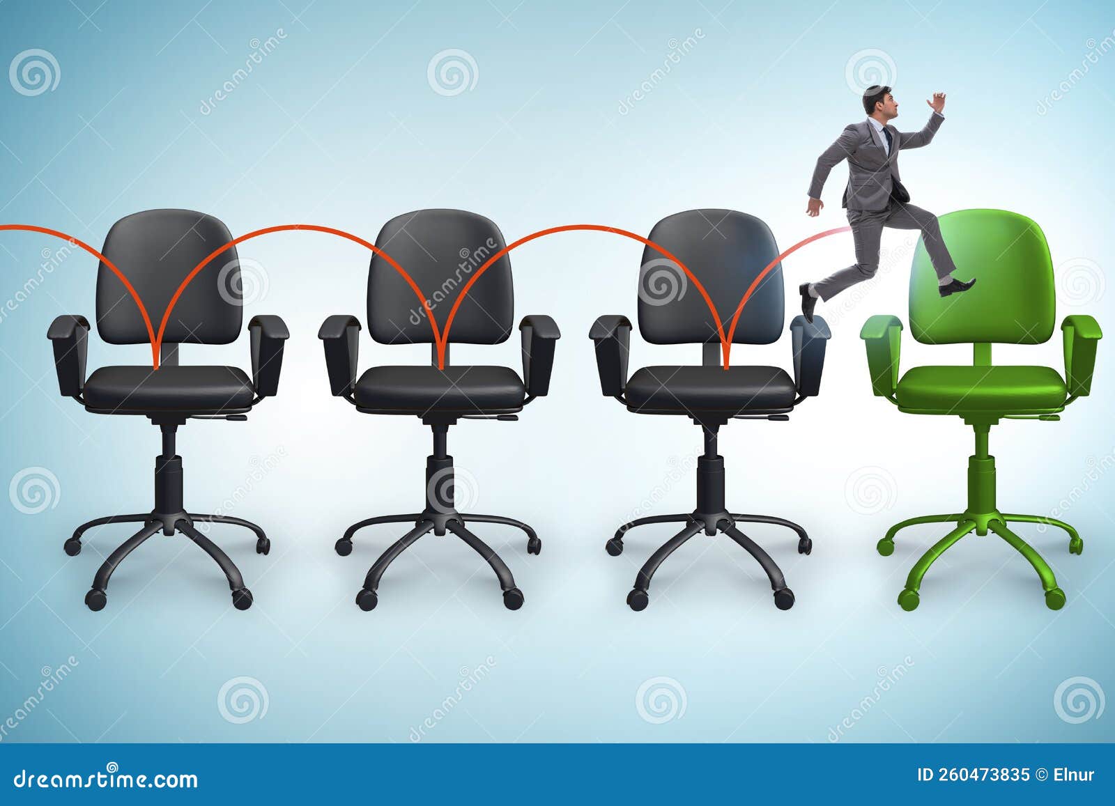 Promotion Concept with Office Chairs and Businessman Stock Image ...