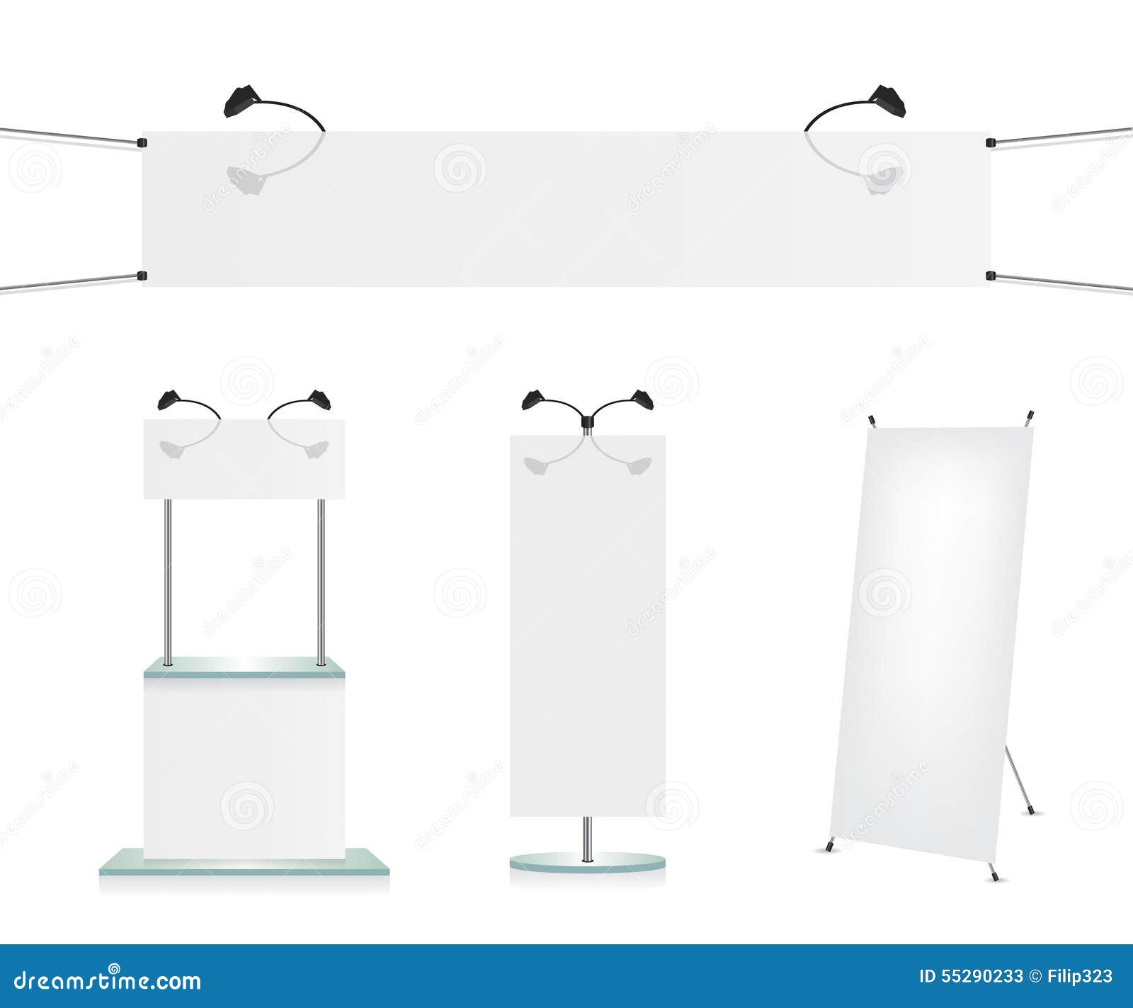 Promotion counter and flag stock vector. Illustration of construction ...