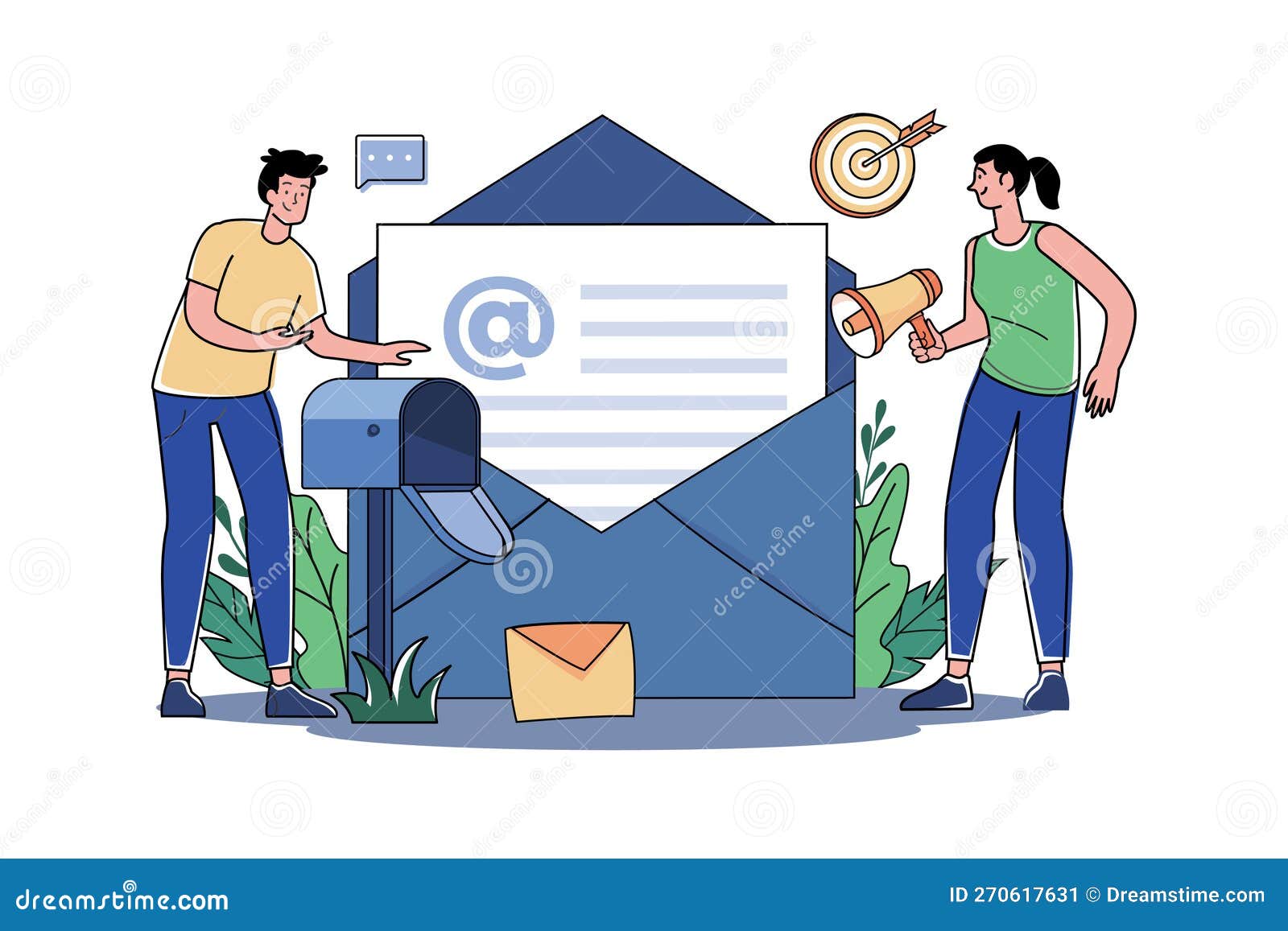 Promotion with Email Illustration Concept on White Background Stock ...