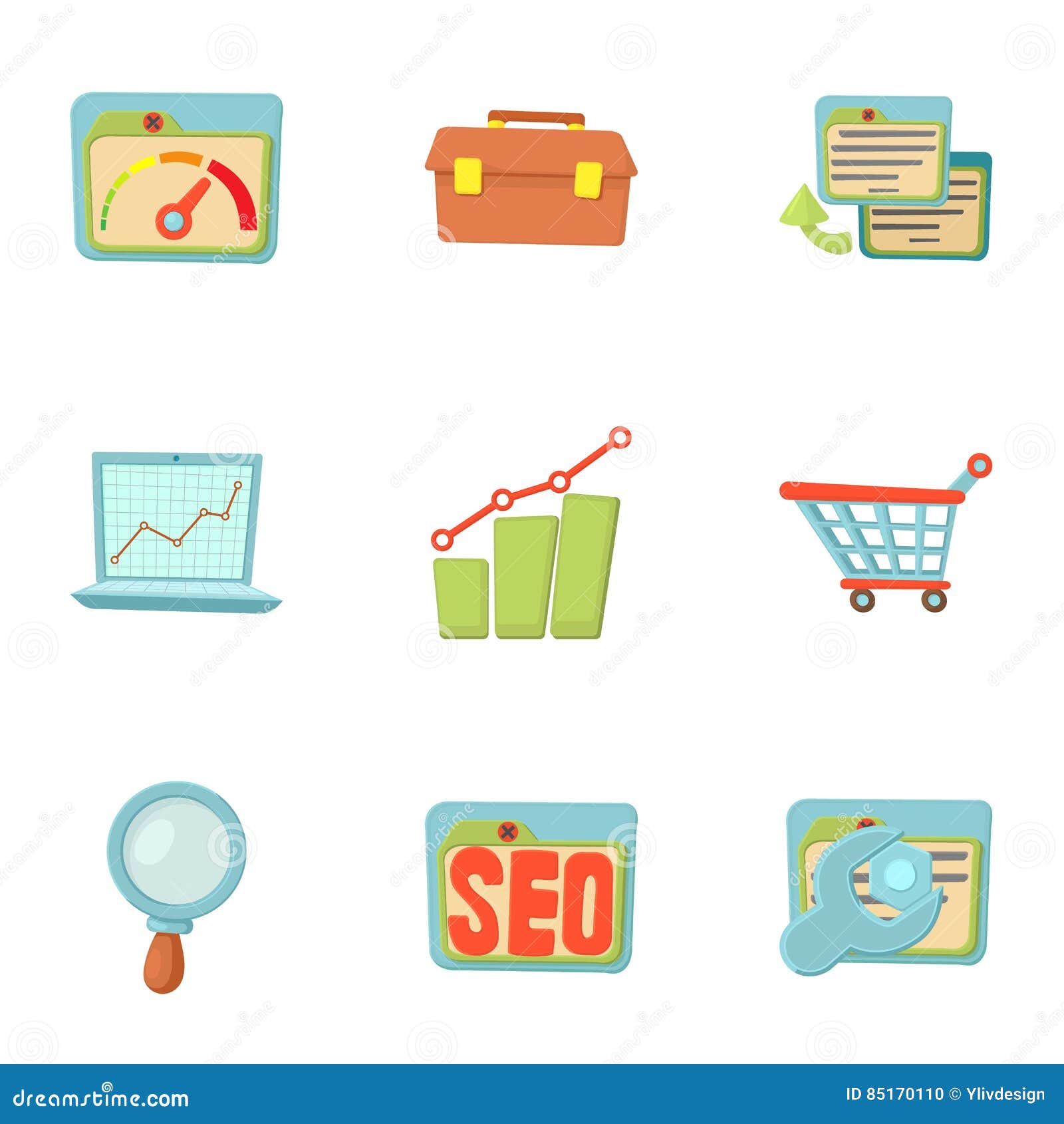 Promotion Icons Set, Cartoon Style Stock Vector - Illustration of ...