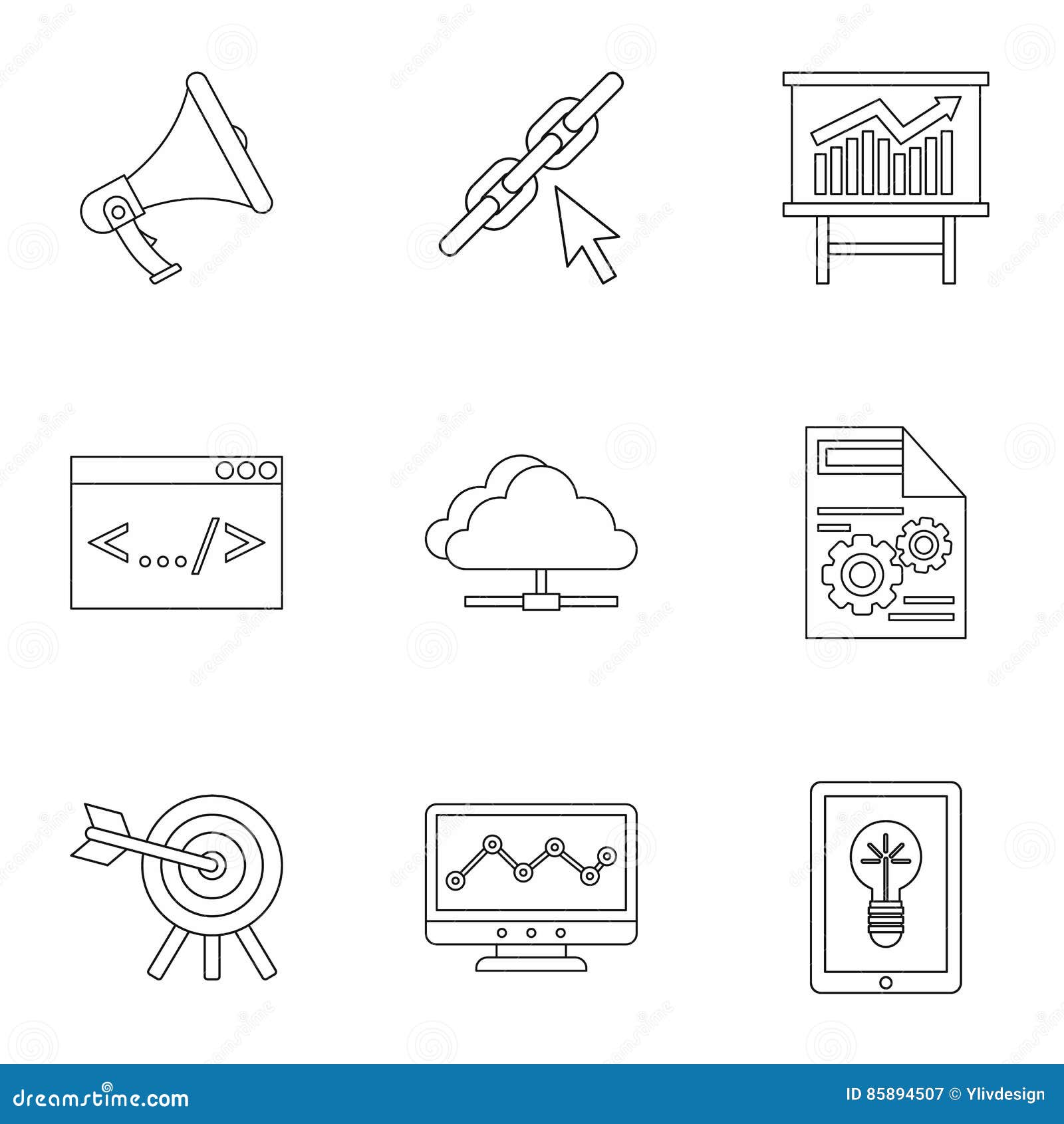 Promotion Icons Set, Outline Style Stock Vector - Illustration of ...