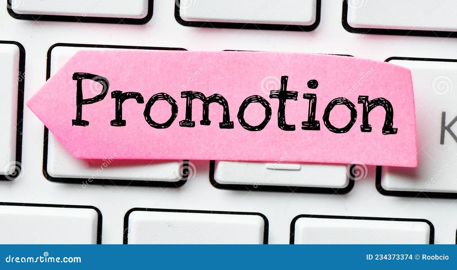 PROMOTION on a Pink Piece of Paper Lying on the Keyboard Stock Photo ...