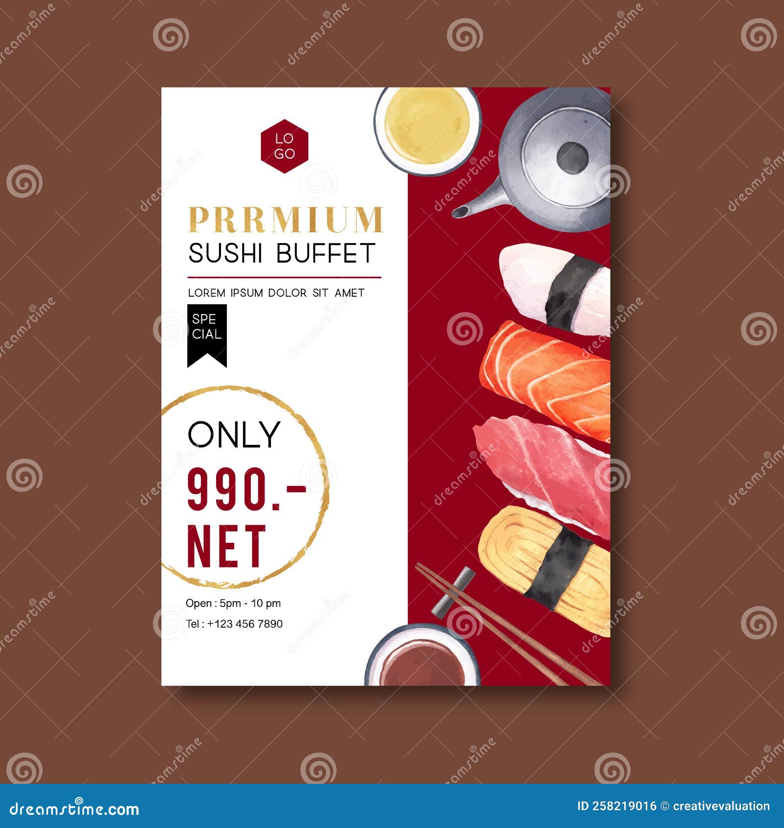 Promotion Poster for Sushi Restaurant Vector Illustration. Simple ...