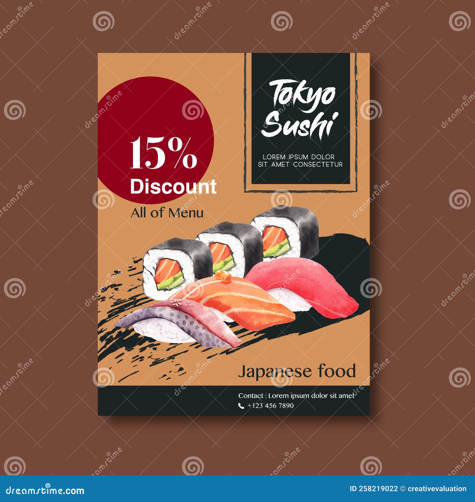 Promotion Poster for Sushi Restaurant Vector Illustration. Simple ...