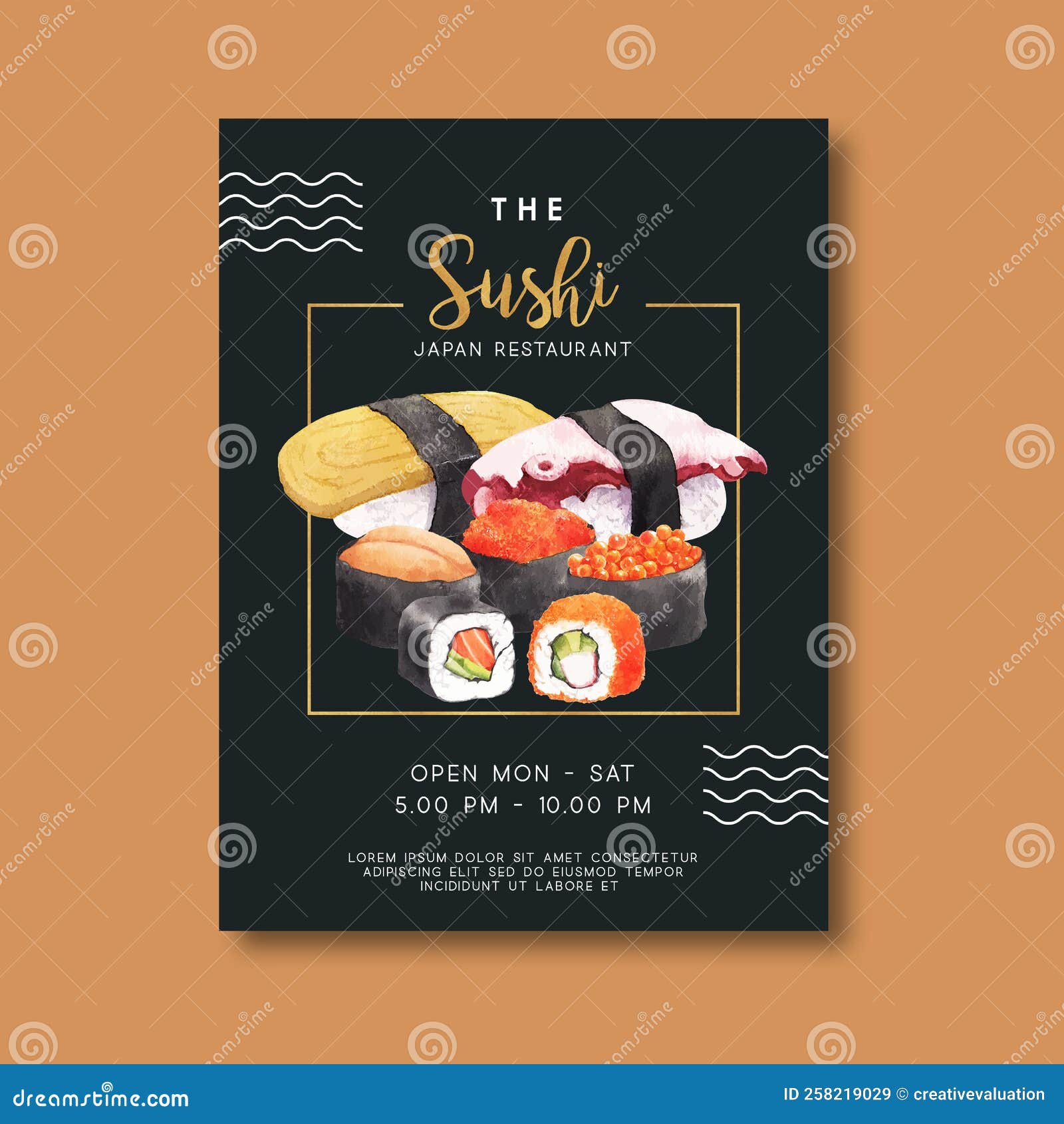 Promotion Poster for Sushi Restaurant Vector Illustration. Simple ...