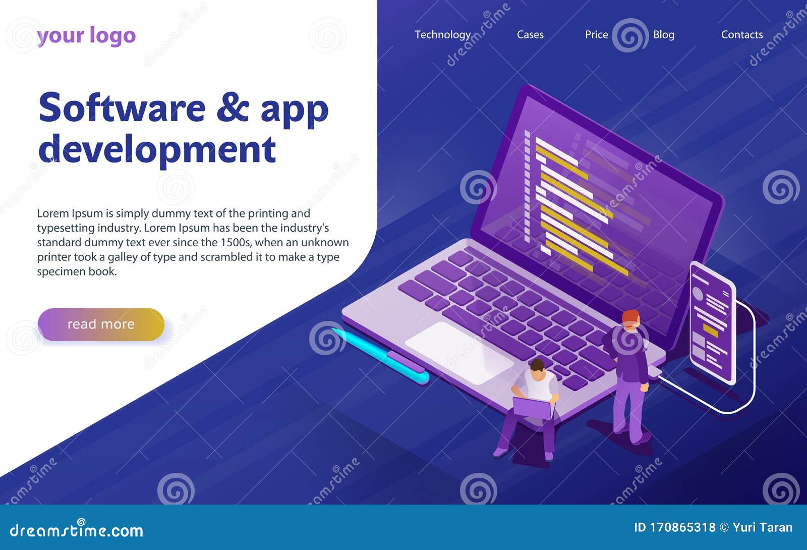 Development of Software and Programming. Program Code on Computer ...