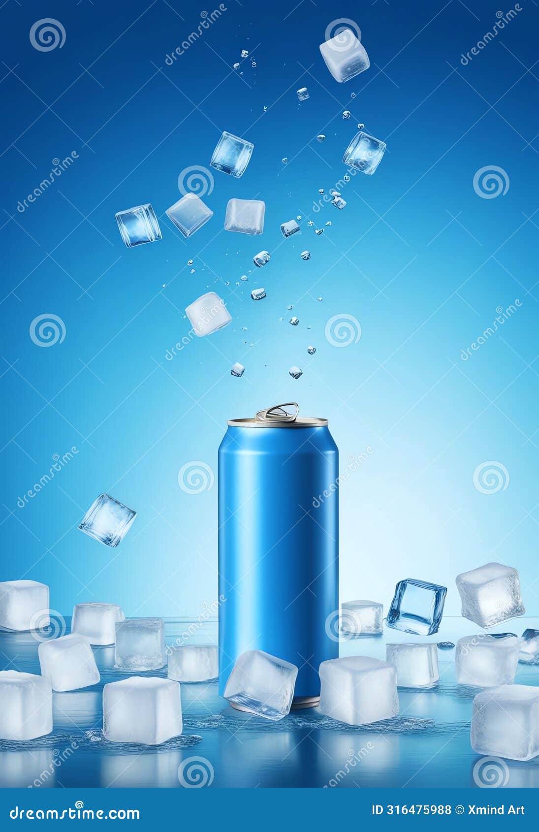 Promotional Can Drink Product Packaging Showcase Mockup with Ice Cube ...