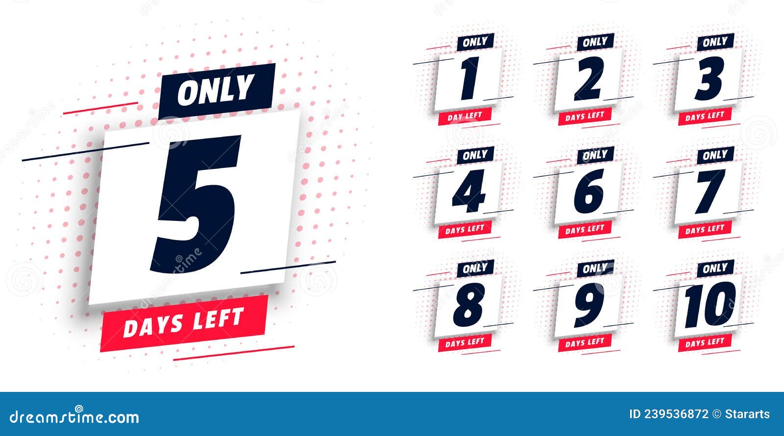Promotional Number Of Days Left Banner Design Stock Vector