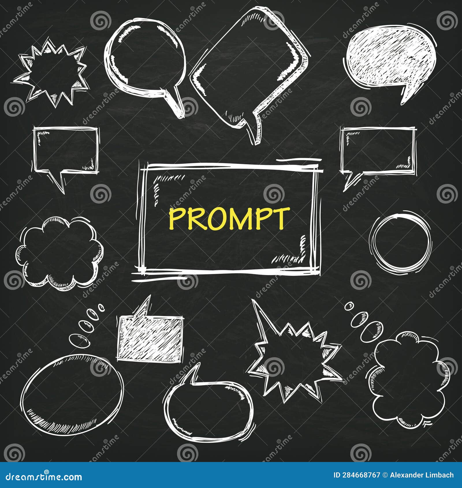 Prompt Blackboard White Speech Bubbles Stock Illustration ...