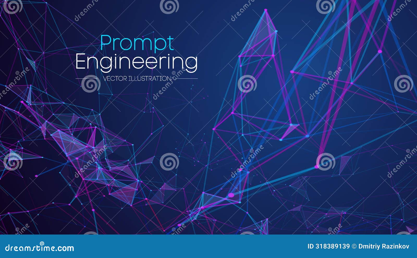 Prompt Engineering Ai And Data Visualization Plexus Structure Neural Network Stock Vector