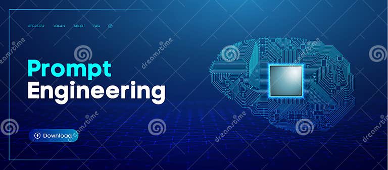 Prompt Engineering, AI and Data Visualization. Circuit Brain Artificial Intelligence. Stock ...