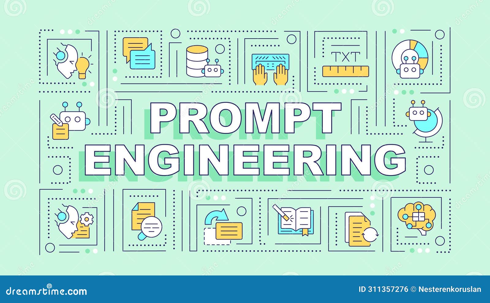 Prompt Engineering Green Word Concept Stock Vector - Illustration of ...