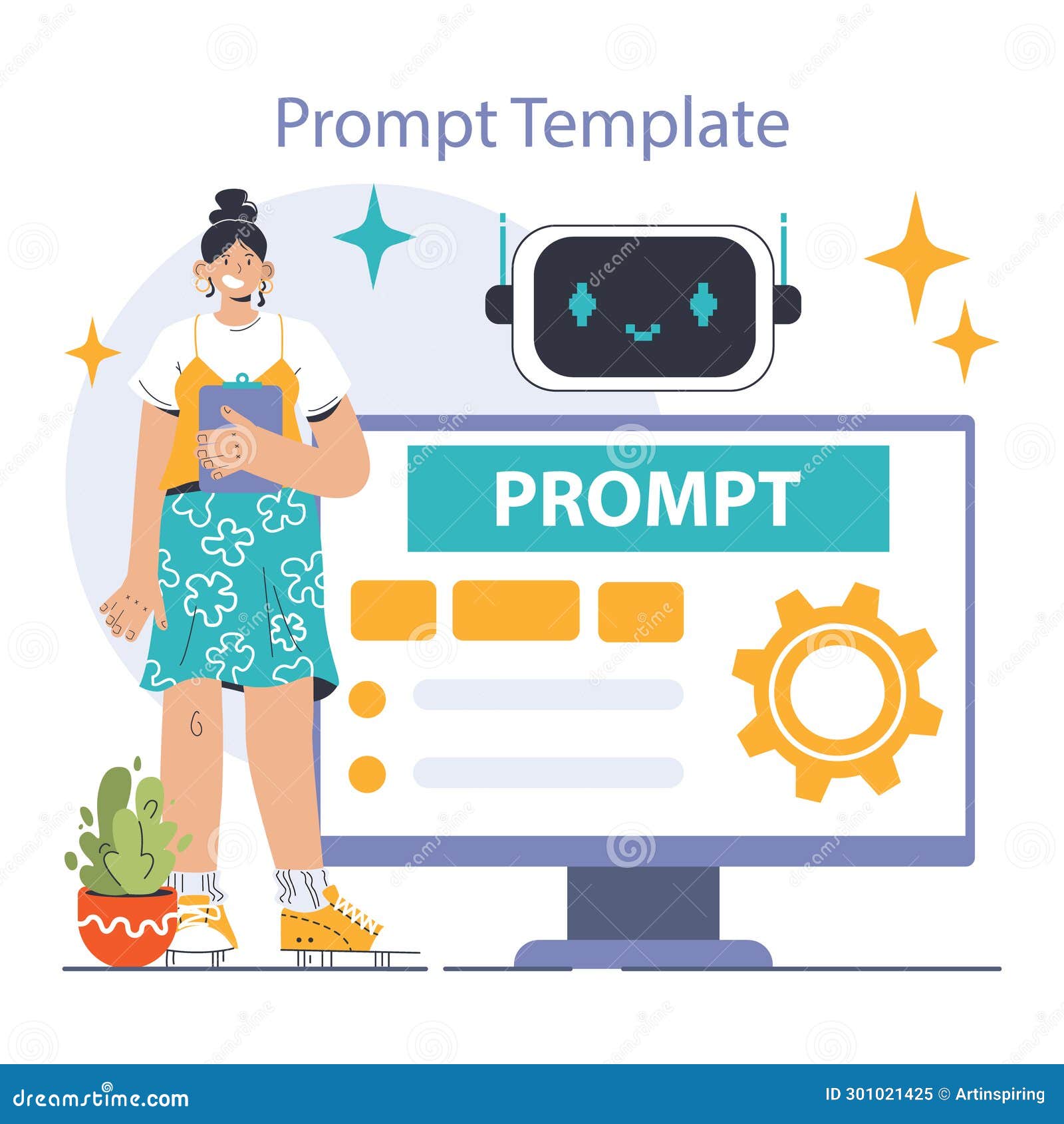 Prompt-engineers Writing a Command To a Artificial Neuron Network Stock Illustration ...