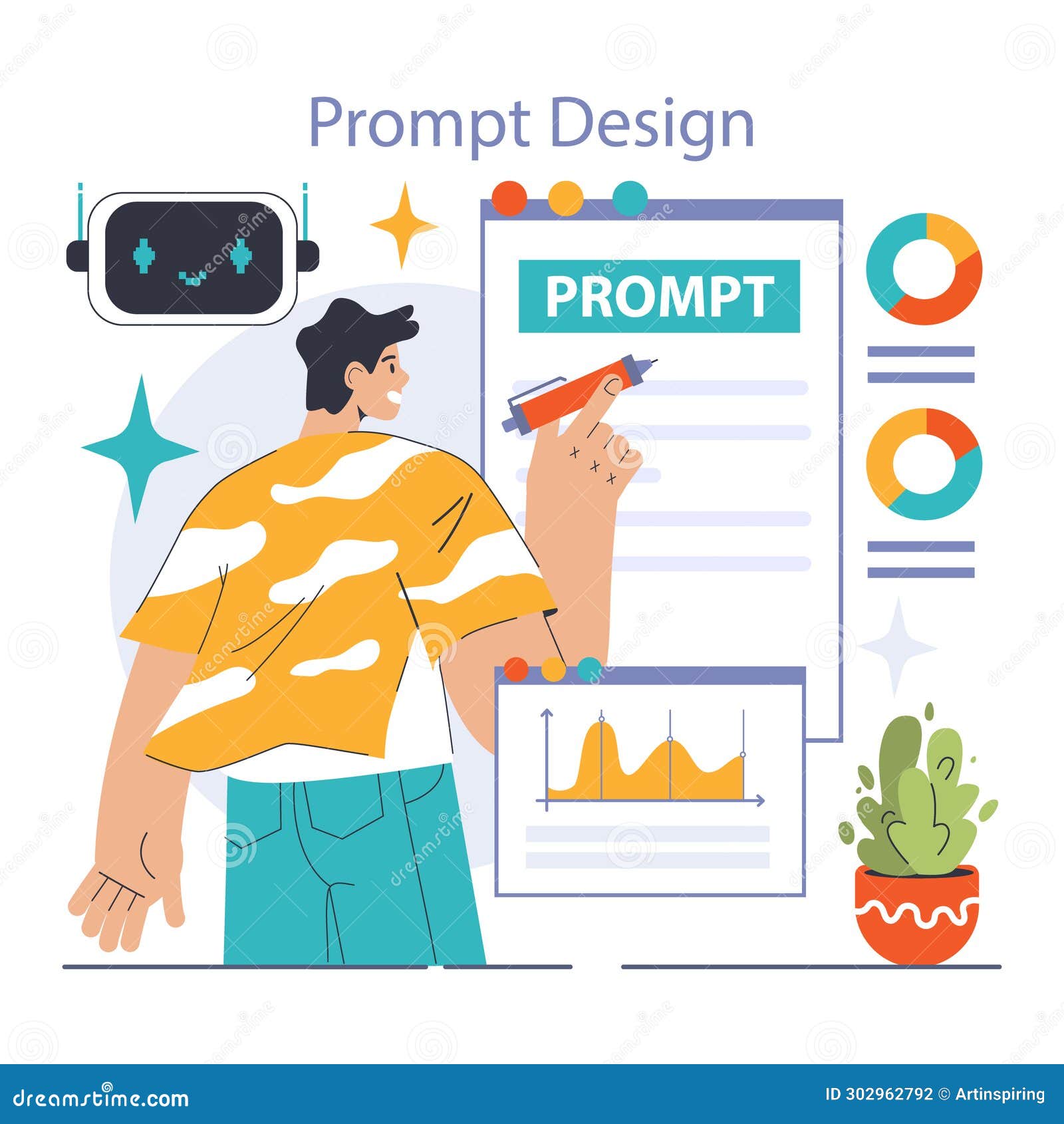 Prompt-engineers Writing a Command To a Artificial Neuron Network Stock Vector - Illustration of ...