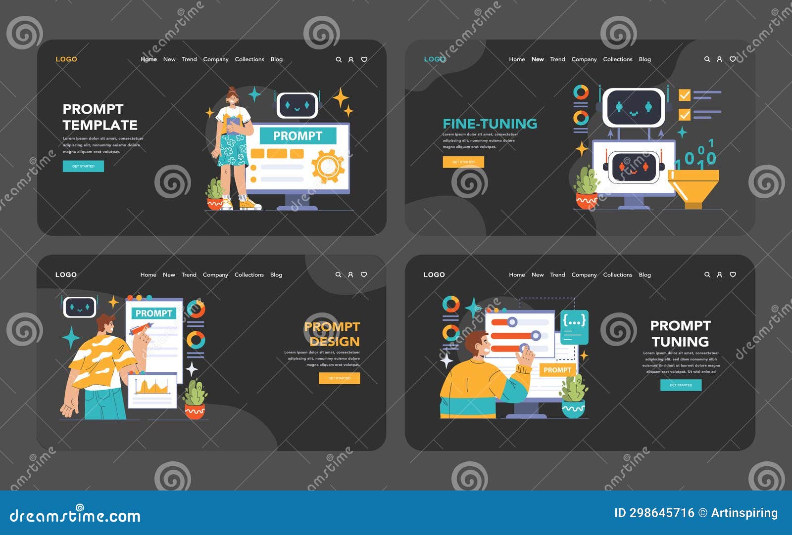 Prompt-engineers Writing a Command To a Artificial Neuron Network Set Stock Vector ...