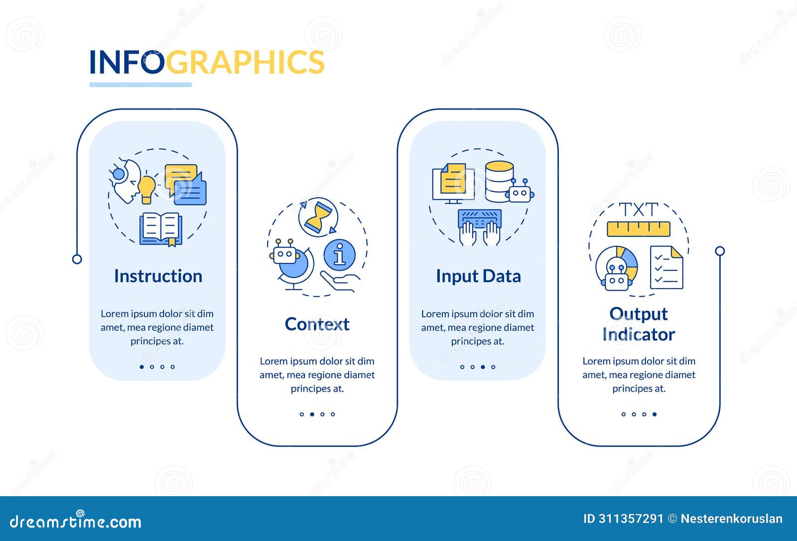 Prompt Key Elements Blue Rectangle Infographic Template Stock Vector ...