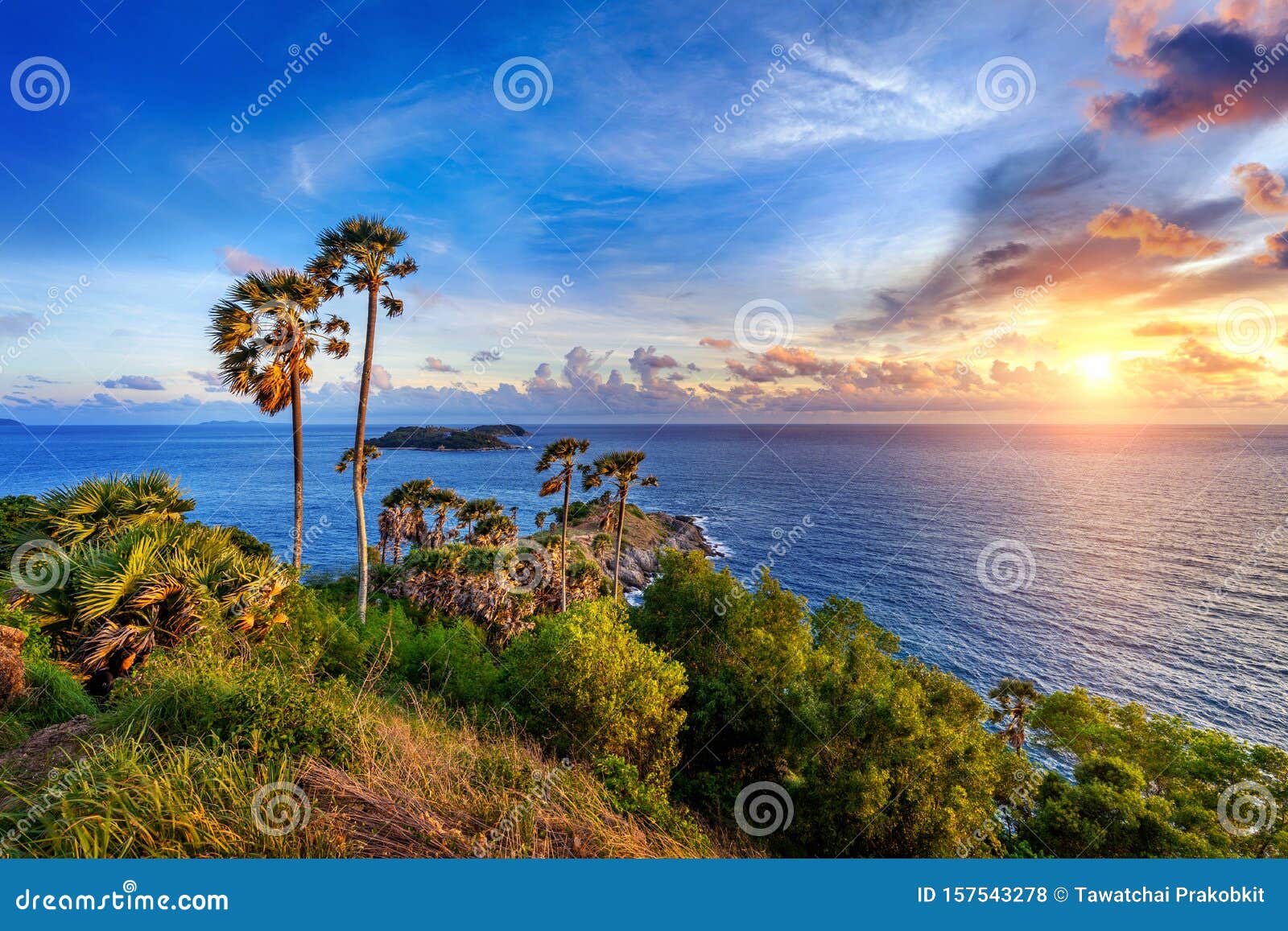 Promthep Cape Viewpoint at Sunset in Phuket, Thailand. Stock Photo ...