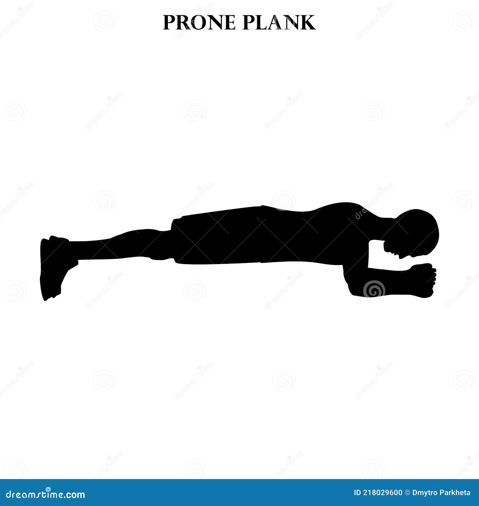 Prone Plank Exercise Strength Workout Vector Illustration Silhouette ...