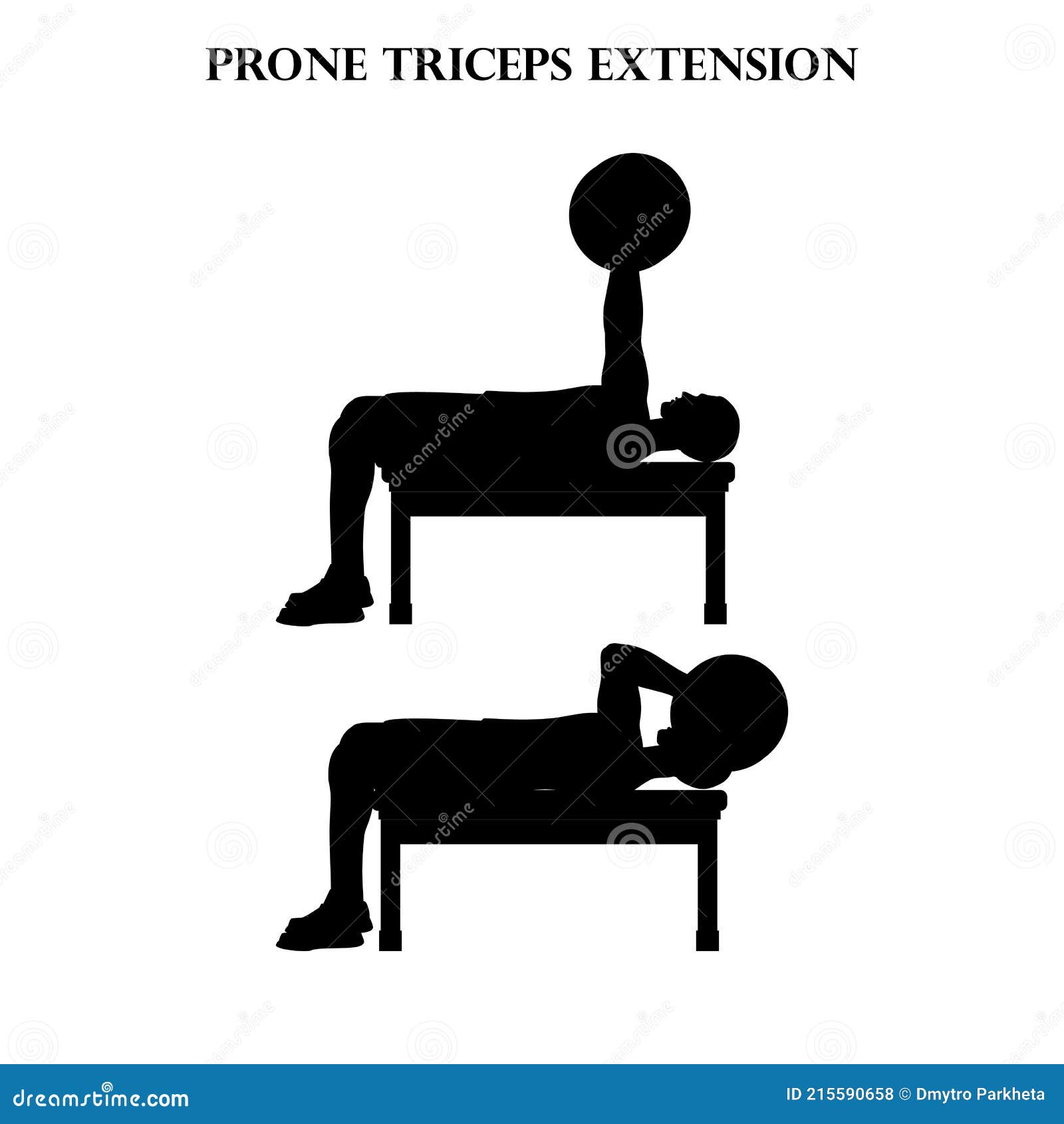 Prone Triceps Extension Exercise Strength Workout Vector Illustration ...