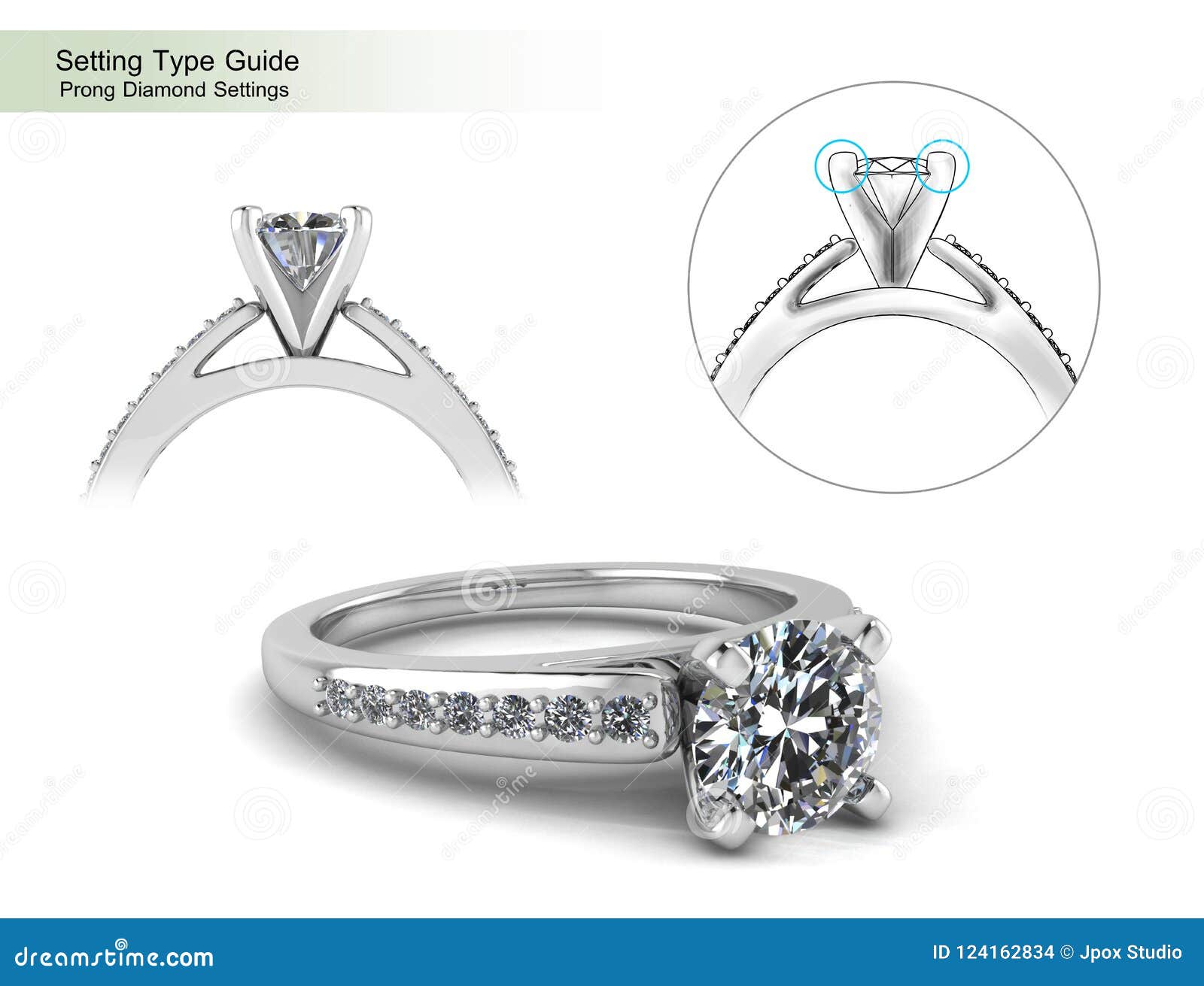 Prong Diamond Settings Isolated on White Background,Setting Type Guide ...