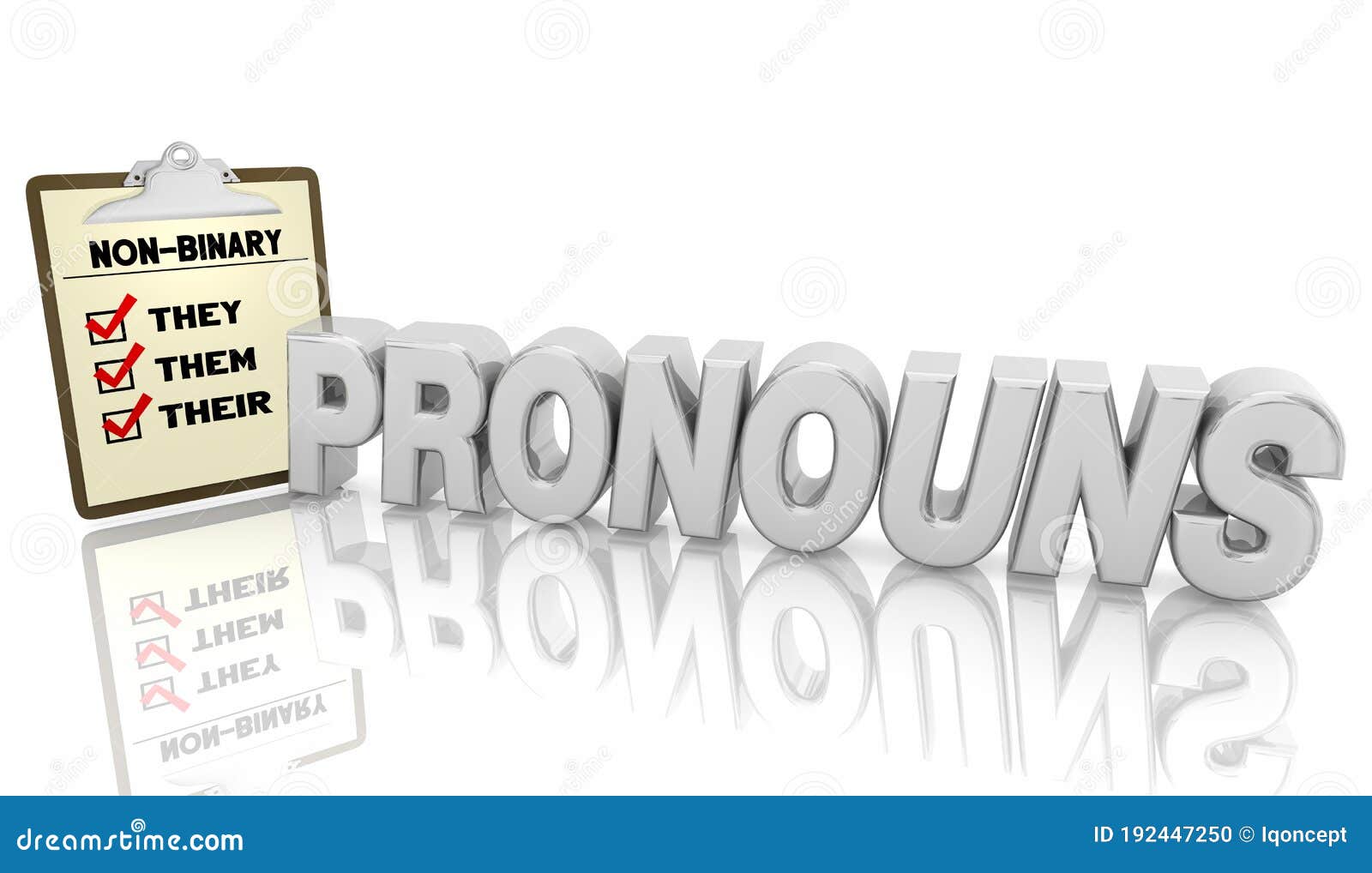 Pronouns Gender Non-Binary they Their Them Checklist 3d Illustration ...