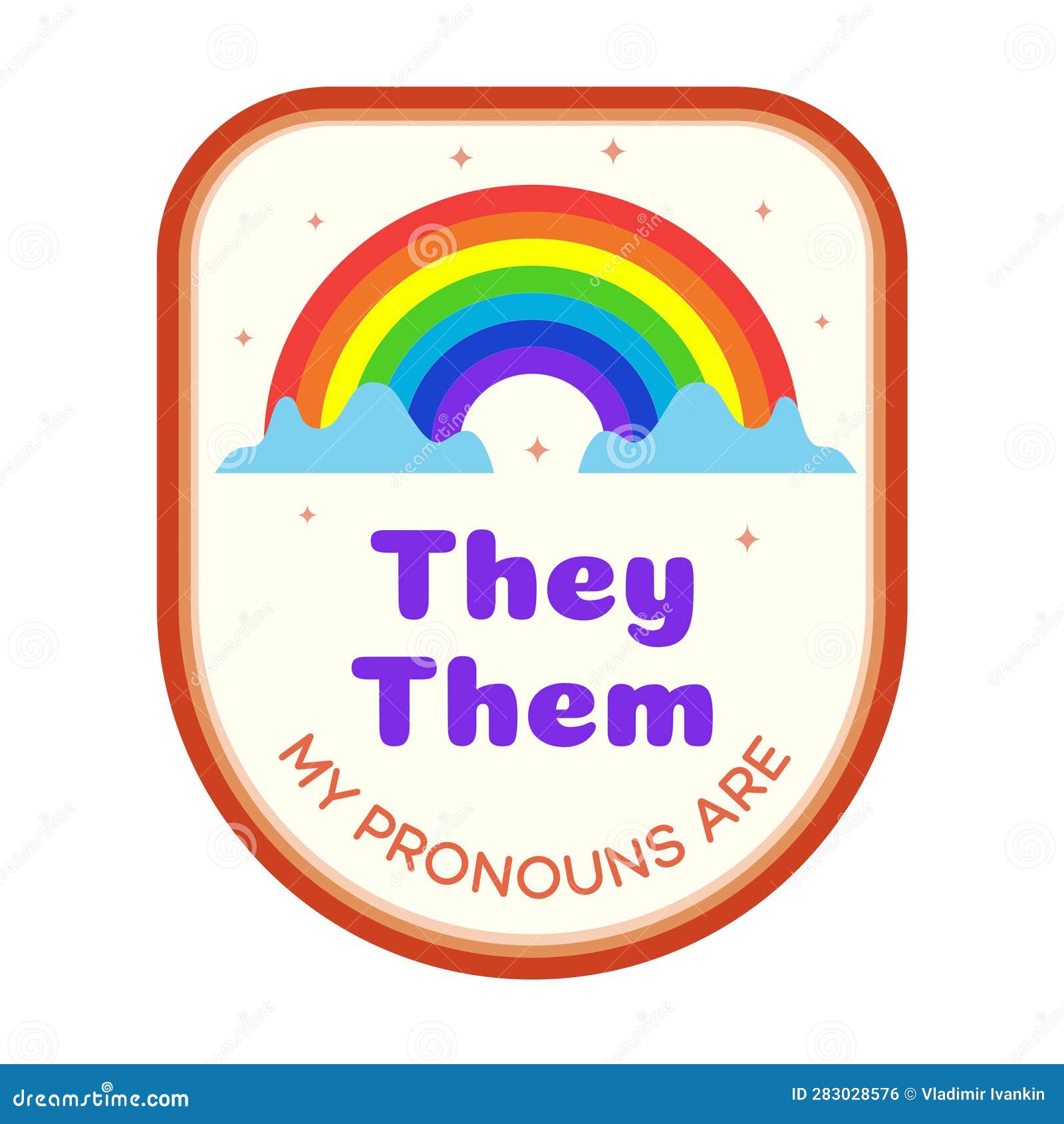 Pronouns Sticker Vector they Them with Rainbow Cartoon Style Stock ...