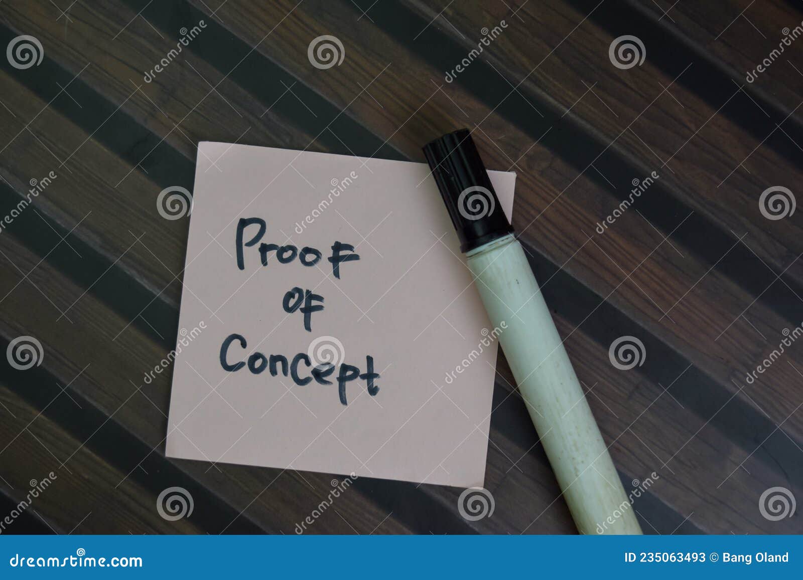 Proof Of Concept Write On Sticky Notes Isolated On Wooden Table Stock