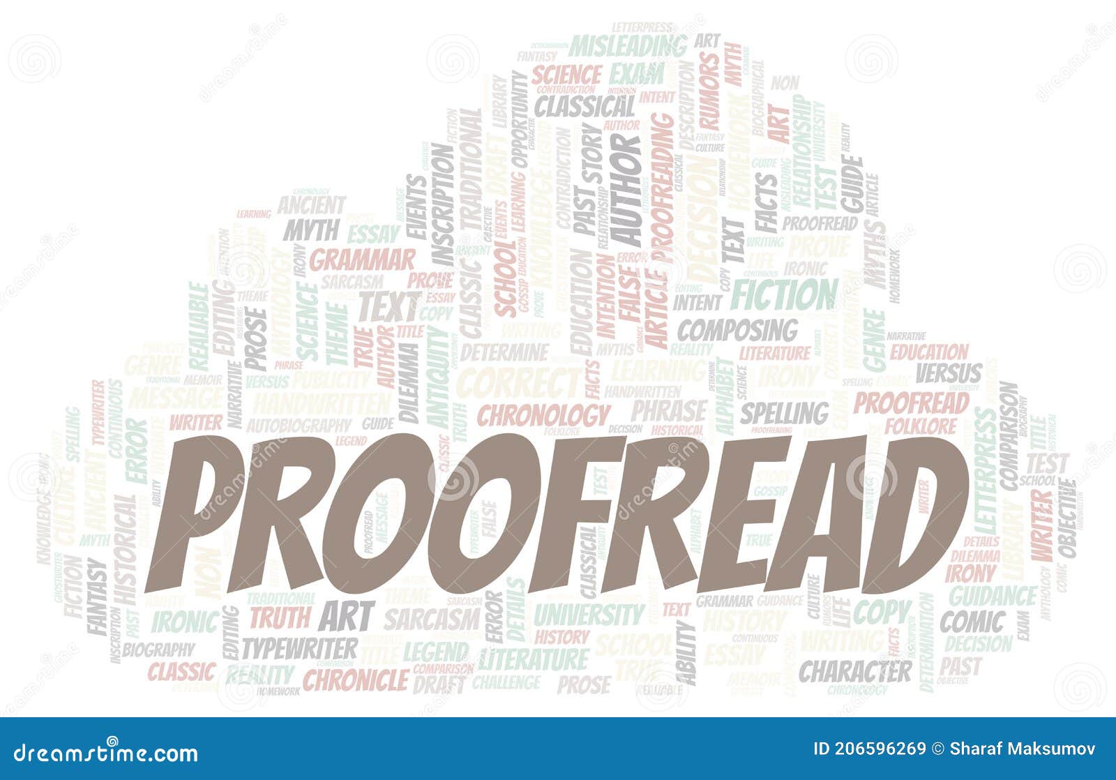 Proofread Typography Word Cloud Create with the Text only Stock ...