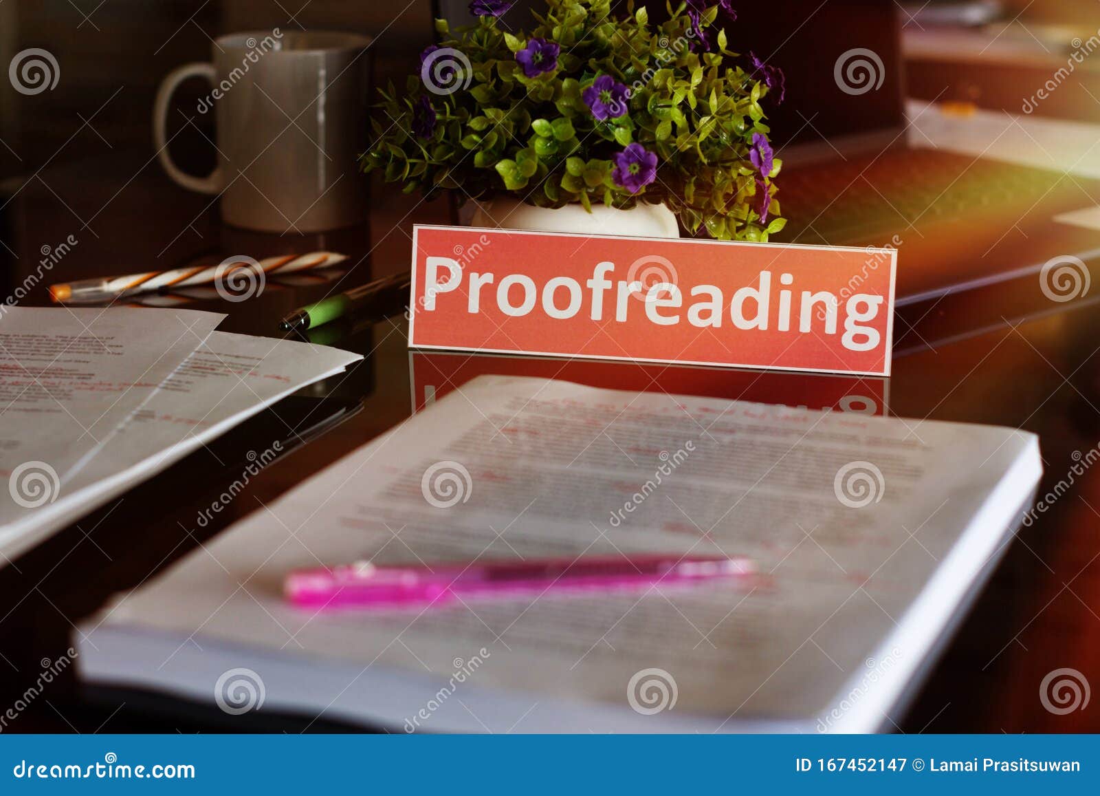 Proofreading English Card Over Blurred Text Stock Image - Image of ...