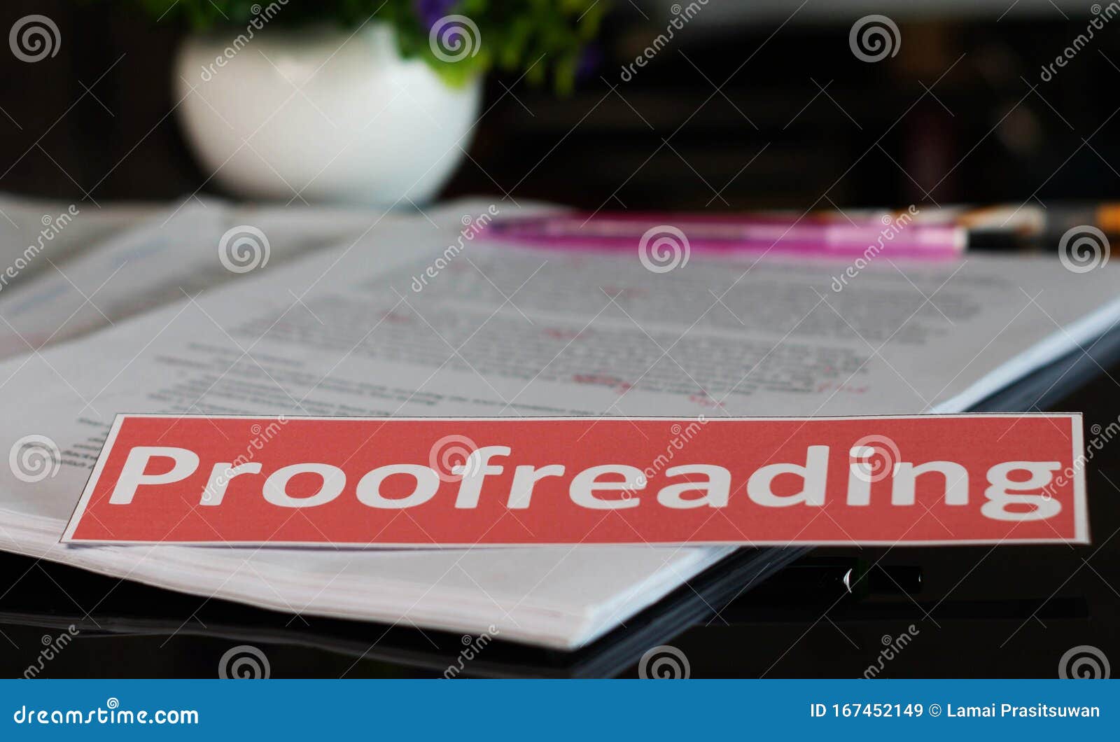 Proofreading English Card Over Blurred Text Stock Image - Image of ...