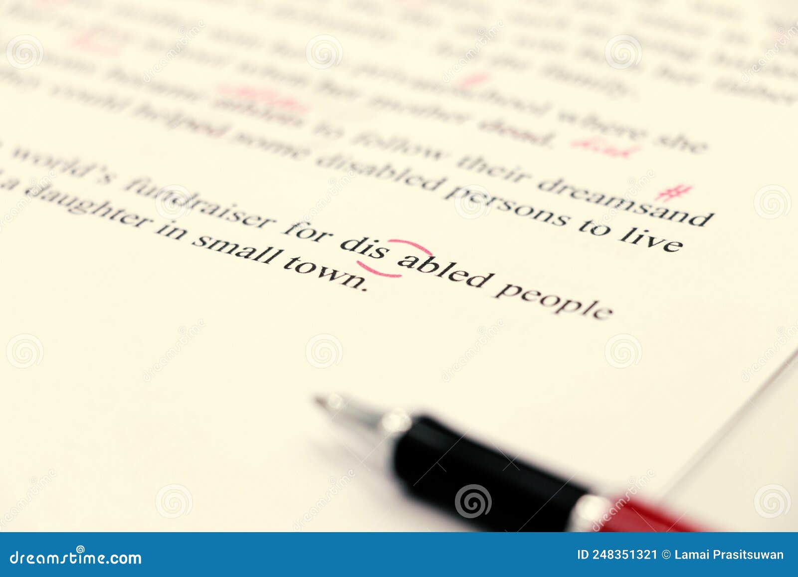 Proofreading of English Sentences on White Paperwork Stock Image ...