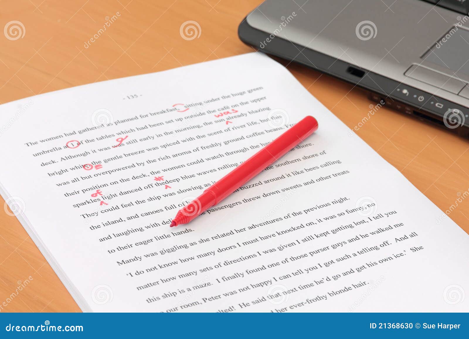 Red Pen Proofreading A Manuscript By Laptop Royalty-Free Stock ...