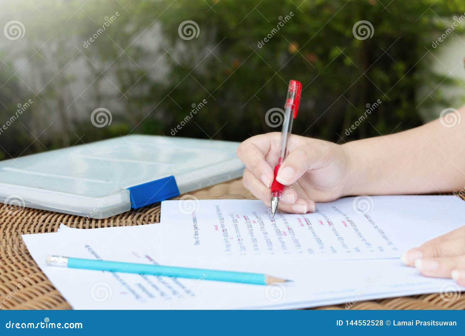 Proofreading Paper on Table for Editing Stock Photo - Image of hand ...