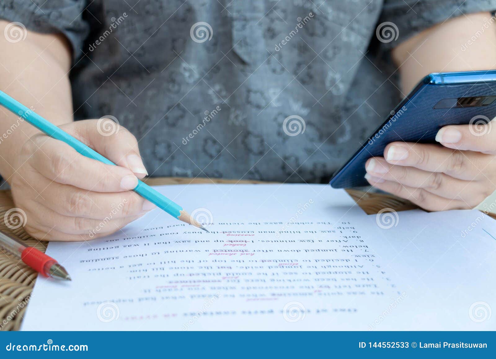 Proofreading Paper on Table for Editing Stock Image - Image of editing ...