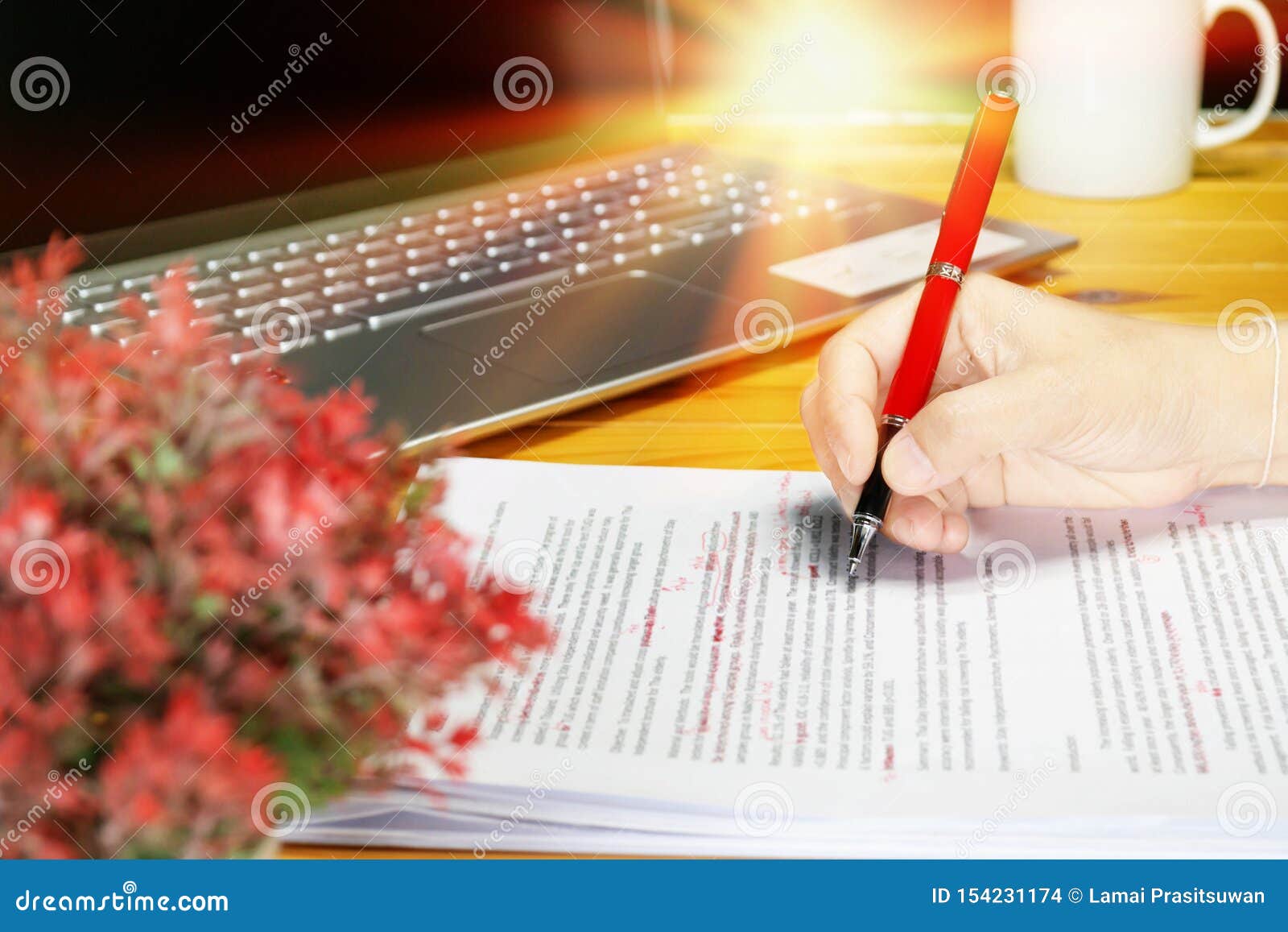 Proofreading Paper on Table Stock Photo - Image of business, assignment ...