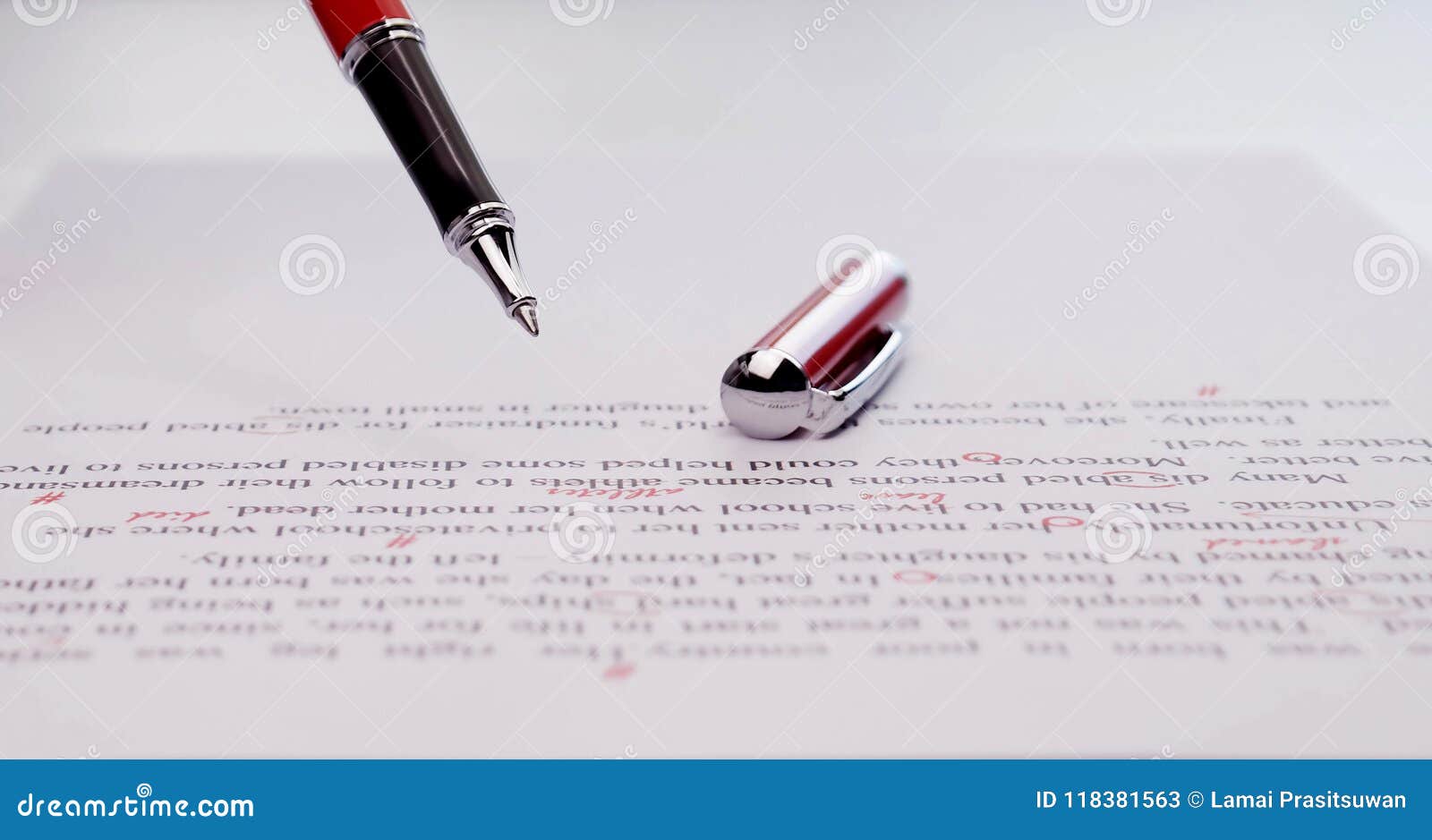 Proofreading Paper on Table Stock Image - Image of work, document ...