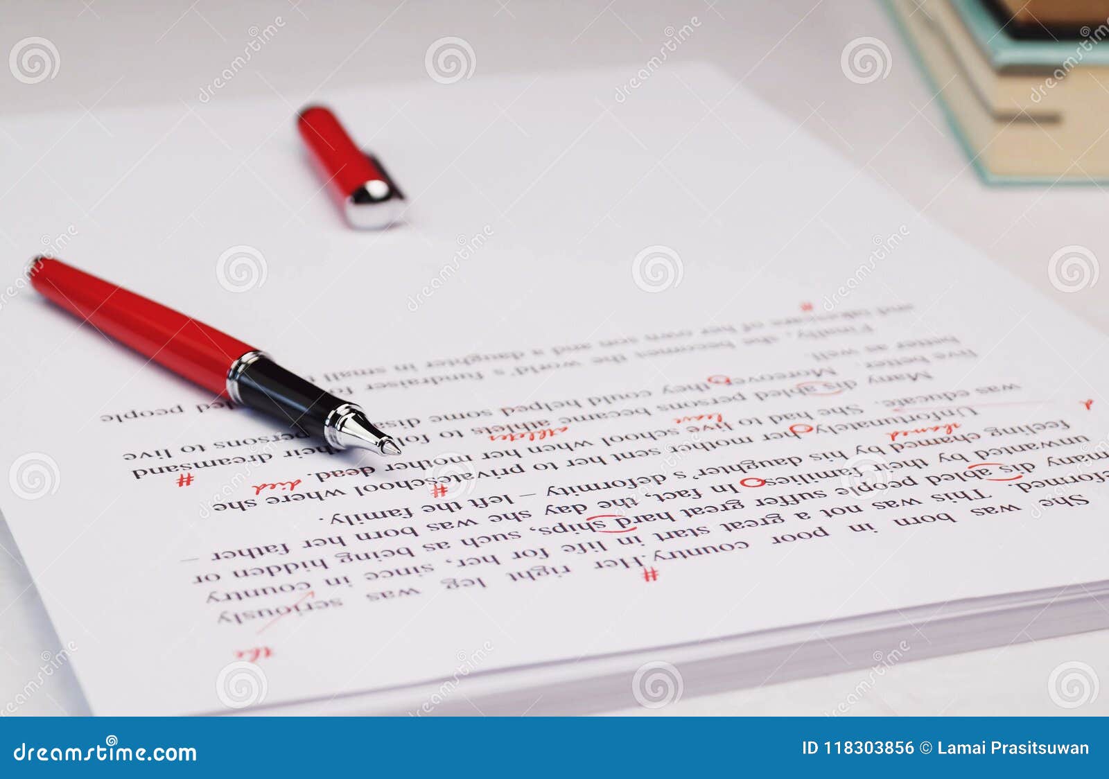 Proofreading Paper on Table Stock Photo - Image of grammar, work: 118303856