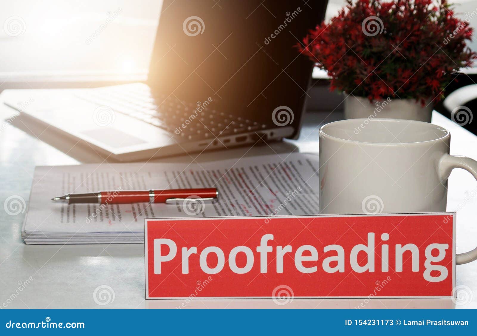 Proofreading Paper on White Table Stock Image - Image of error ...